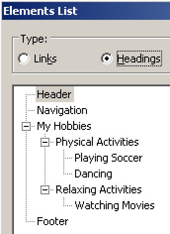 Adding visually hidden headings to complete a page's outline - ADG