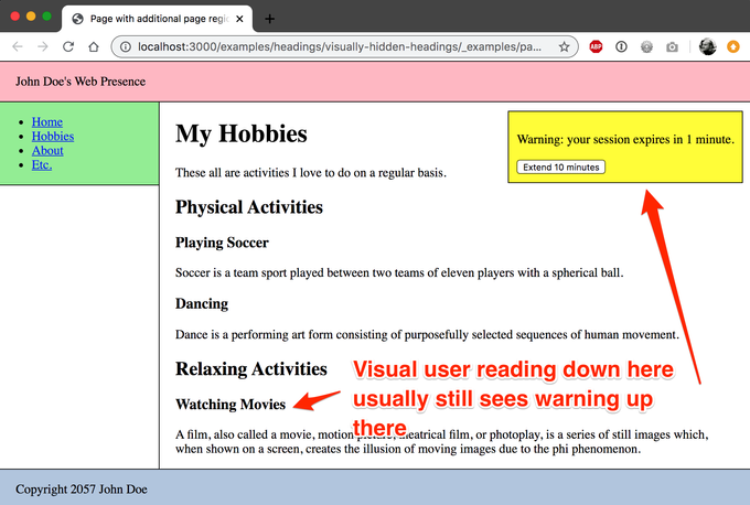 Screen readers process contents in a linear way using a cursor - ADG