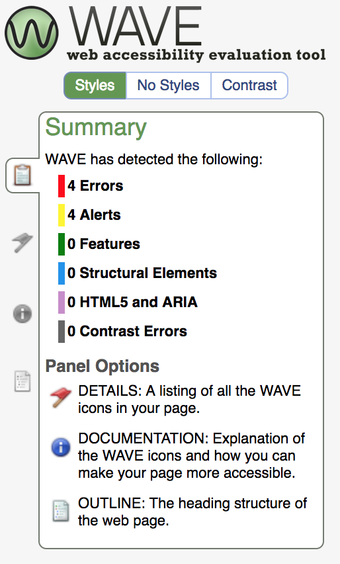 WAVE toolbar - ADG